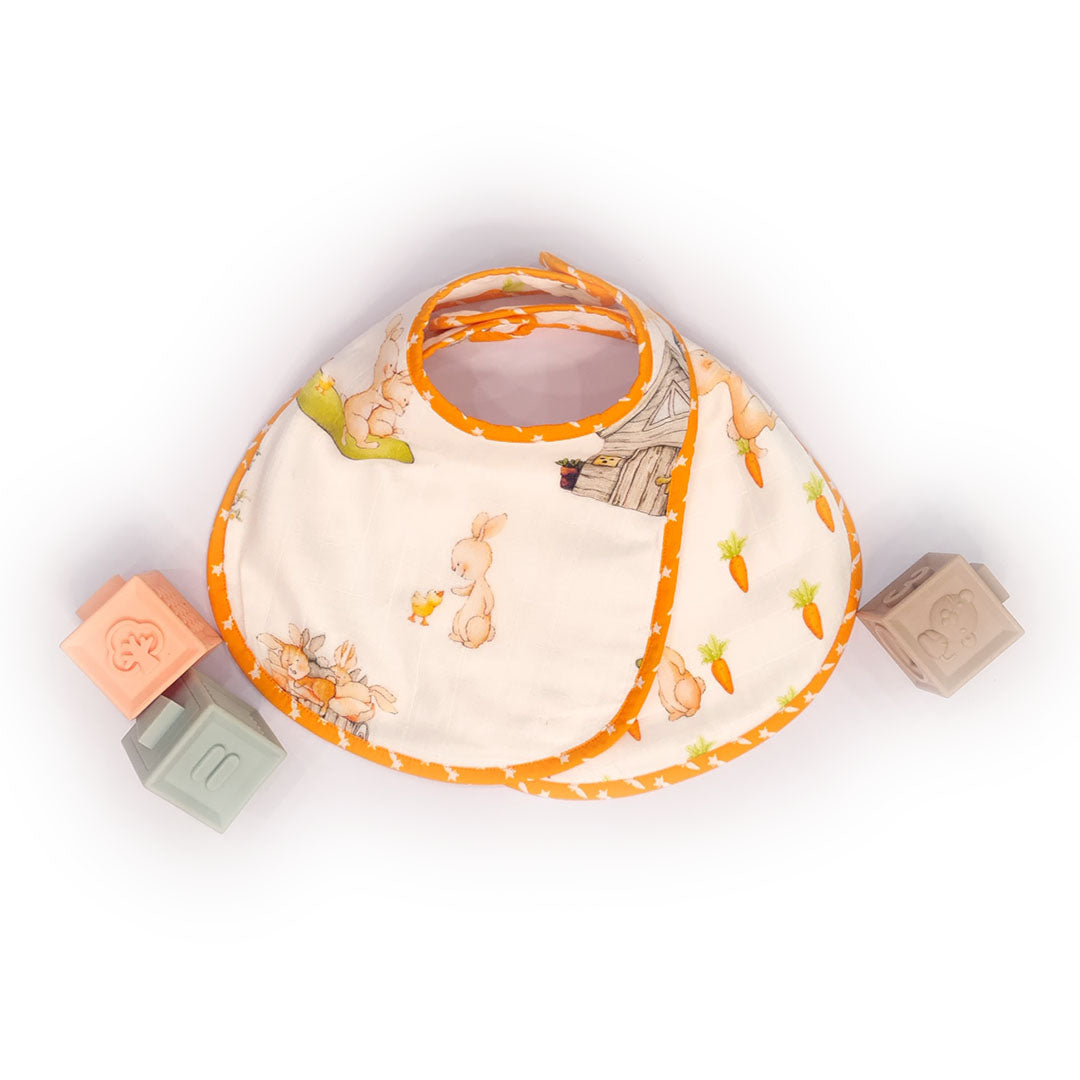 Mr. Marshmallow the Bunny - Bamboo Muslin Toddler Bibs Pair – snugglyspaces