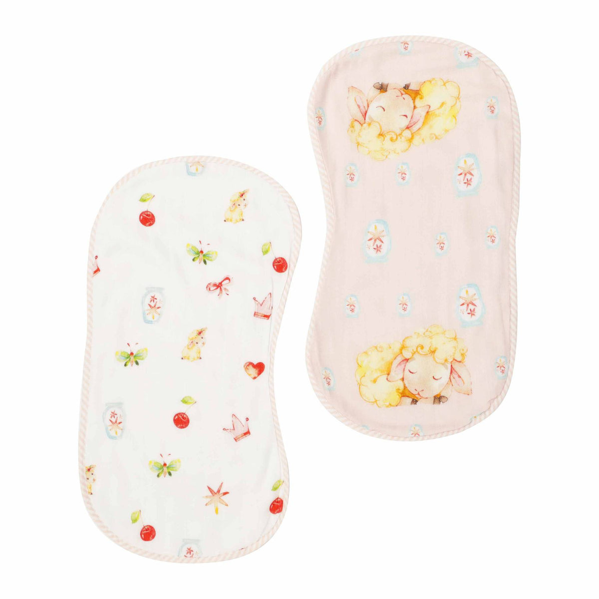 Fluffy the Sheep - Bamboo Muslin Burp Cloths Pair – snugglyspaces